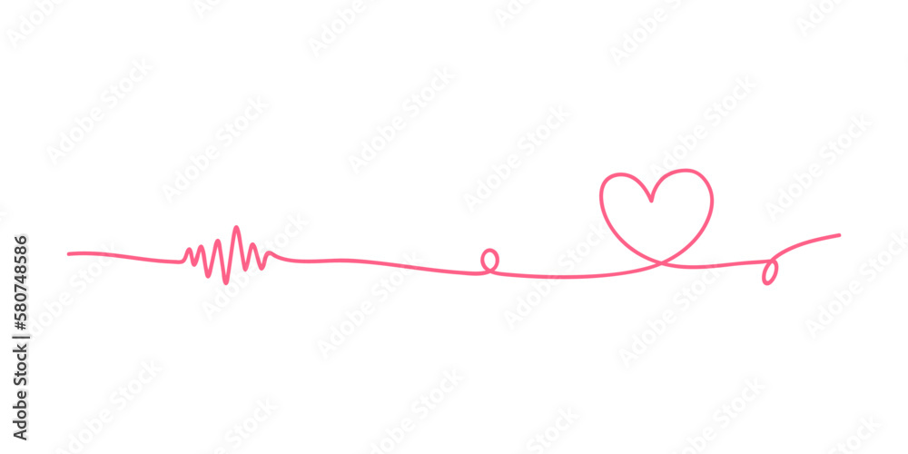heart line. love signal concept. Continuous line drawing.Vector ...