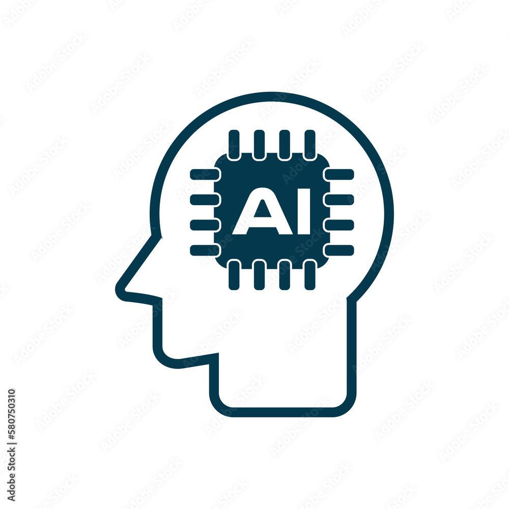 An AI head set up and symbol head for AI vector and illustration shape ...