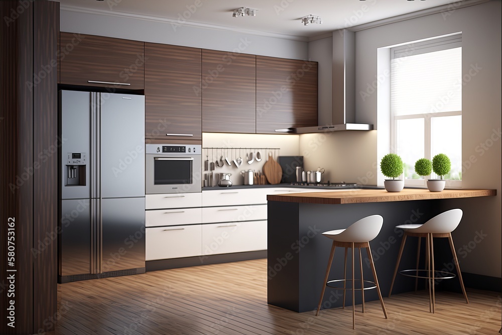 Sleek and Simple: Modern and Minimal Kitchen Interior Design Stock ...