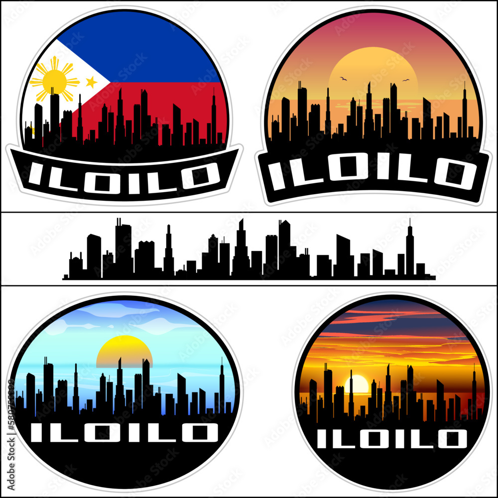 Iloilo Skyline Silhouette Philippines Flag Travel Souvenir Sticker ...