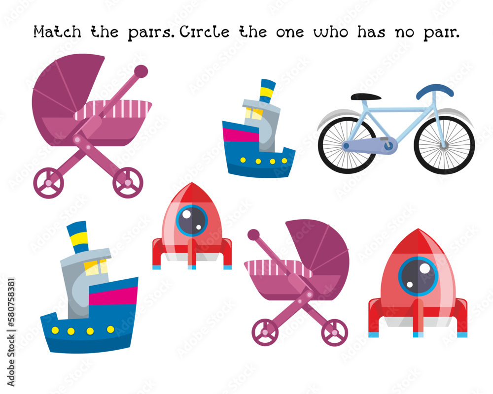 Find pairs. Educational puzzle game for preschoolers. Vector ...
