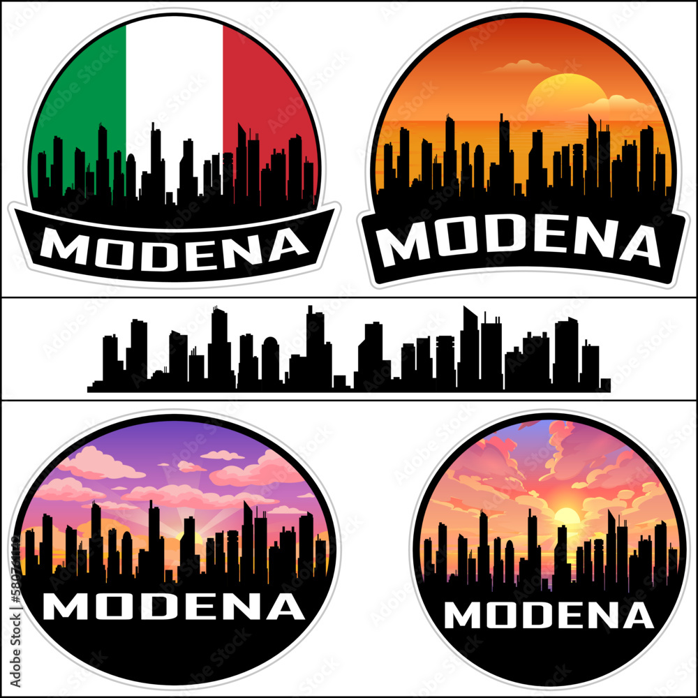 Modena Skyline Silhouette Italy Flag Travel Souvenir Sticker Sunset ...