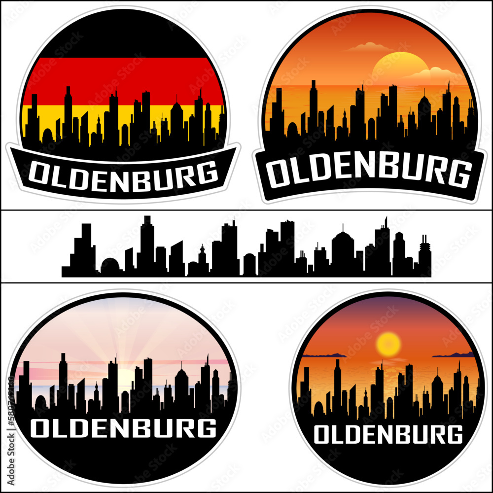Vecteur Stock Oldenburg Skyline Silhouette Germany Flag Travel Souvenir ...
