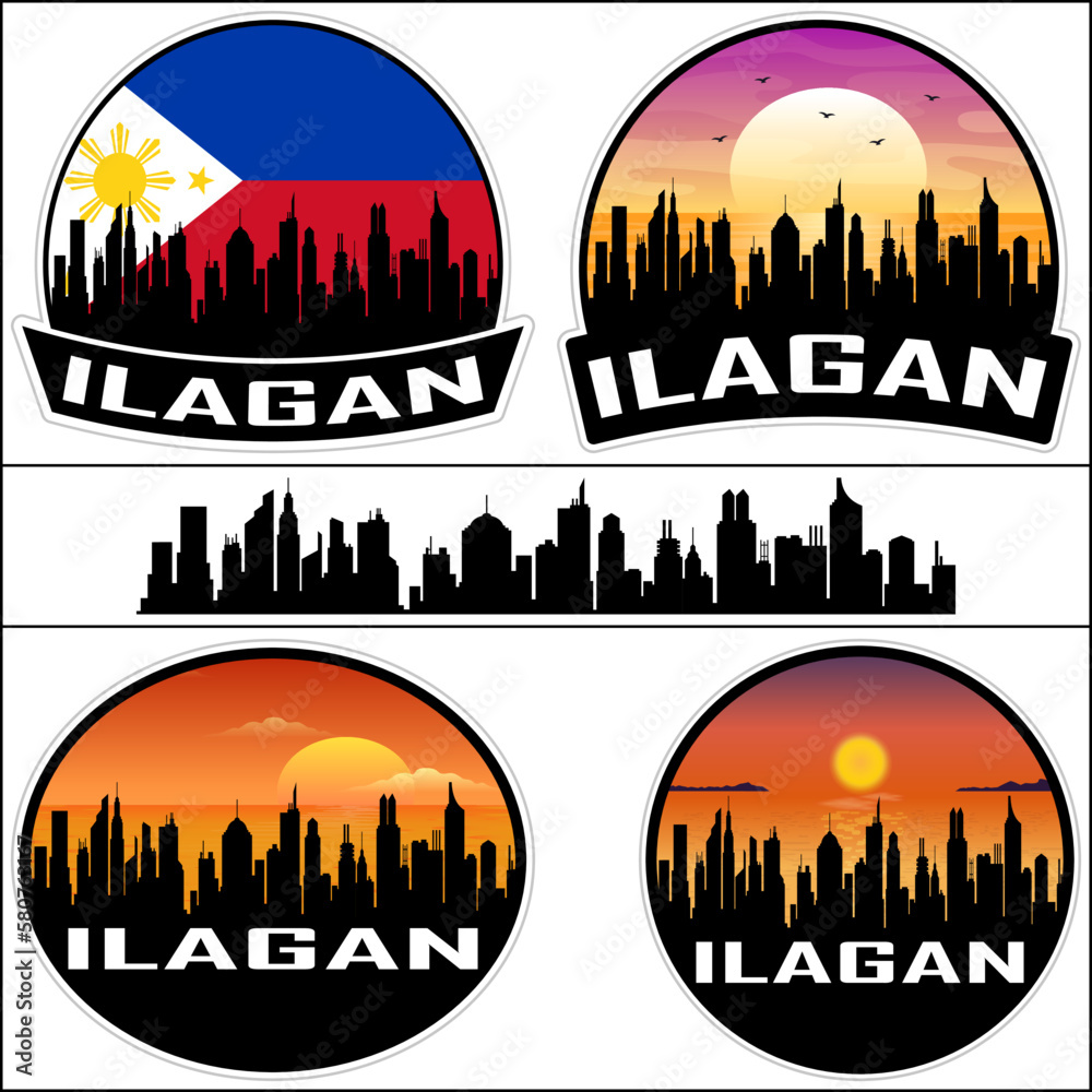 Ilagan Skyline Silhouette Philippines Flag Travel Souvenir Sticker ...