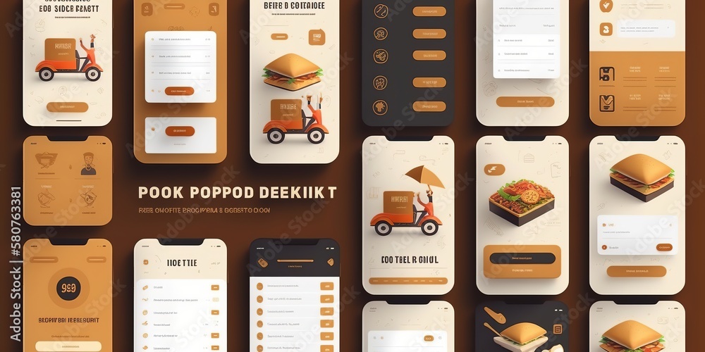 Food delivery mobile app kit template Material Design, UI, UX and GUI ...