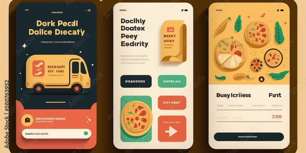 Food delivery mobile app kit template Material Design, UI, UX and GUI ...