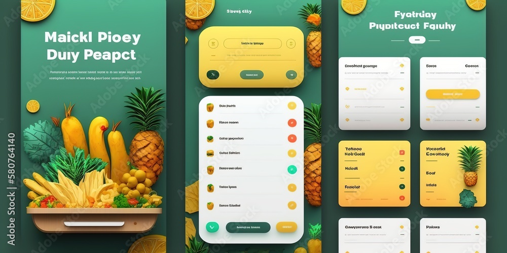 Food delivery mobile app kit template Material Design, UI, UX and GUI ...