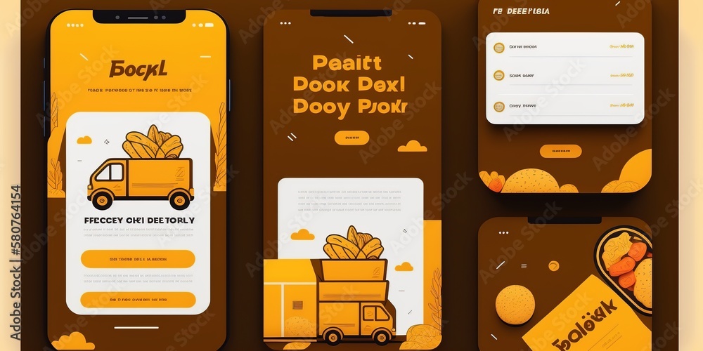 Food delivery mobile app kit template Material Design, UI, UX and GUI ...