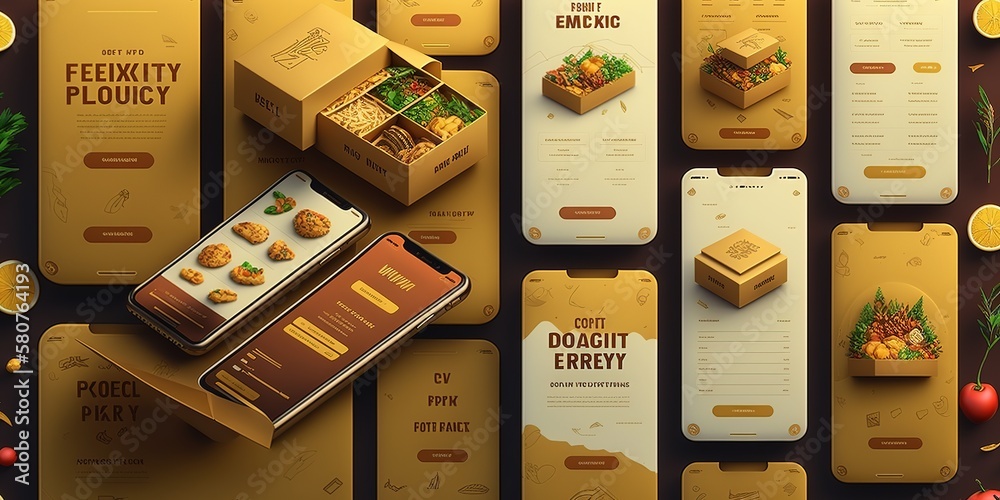 Food delivery mobile app kit template Material Design, UI, UX and GUI ...