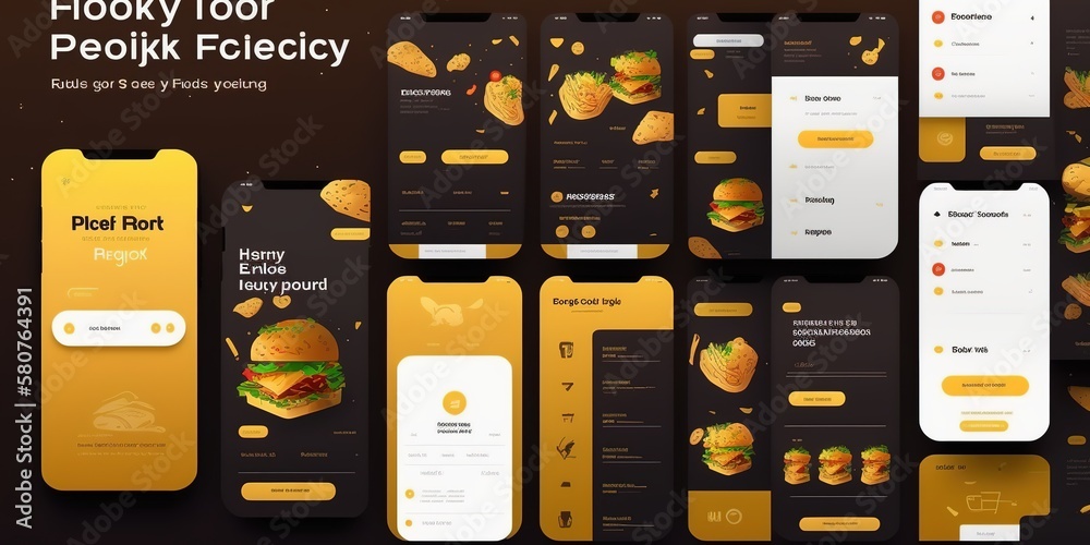 Food delivery mobile app kit template Material Design, UI, UX and GUI ...