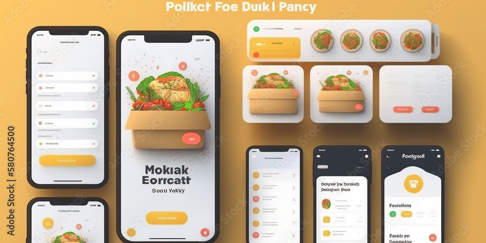 Food delivery mobile app kit template Material Design, UI, UX and GUI ...