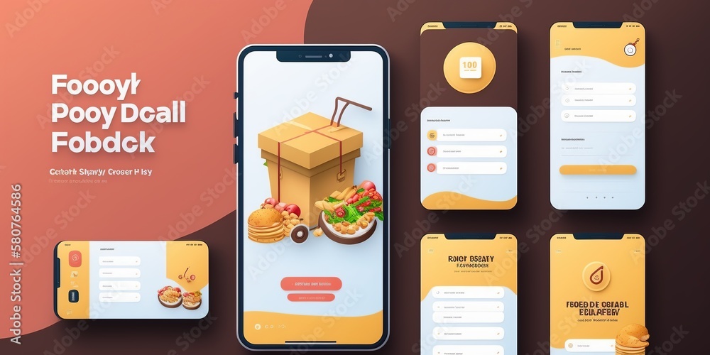 Food delivery mobile app kit template Material Design, UI, UX and GUI ...