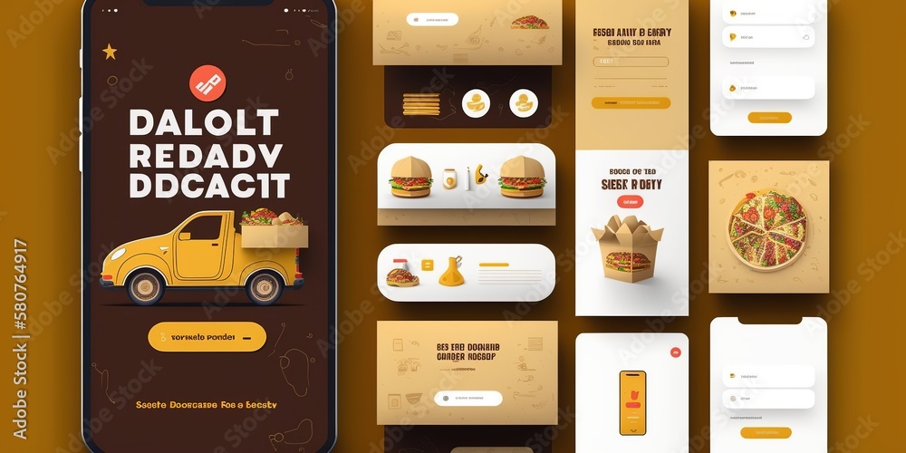 Food delivery mobile app kit template Material Design, UI, UX and GUI ...