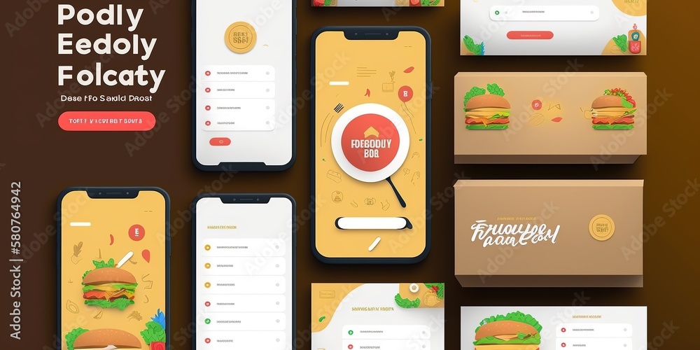 Food delivery mobile app kit template Material Design, UI, UX and GUI ...