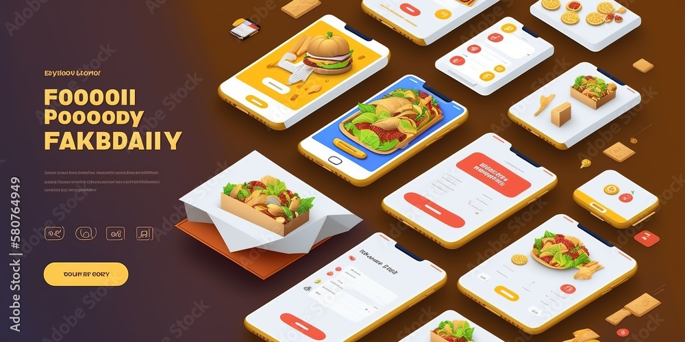 Food delivery mobile app kit template Material Design, UI, UX and GUI ...