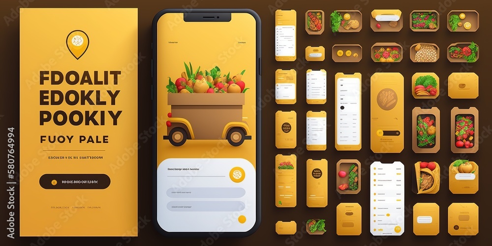 Food delivery mobile app kit template Material Design, UI, UX and GUI ...