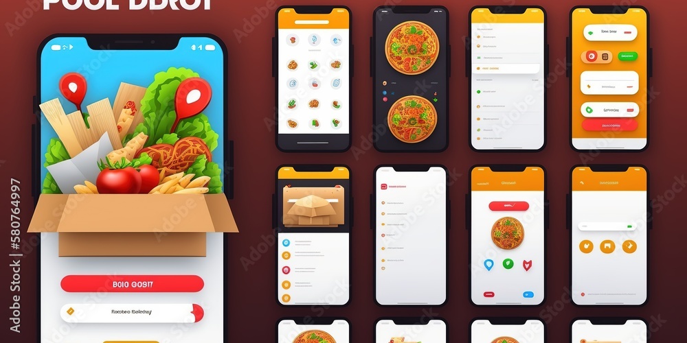 Food delivery mobile app kit template Material Design, UI, UX and GUI ...