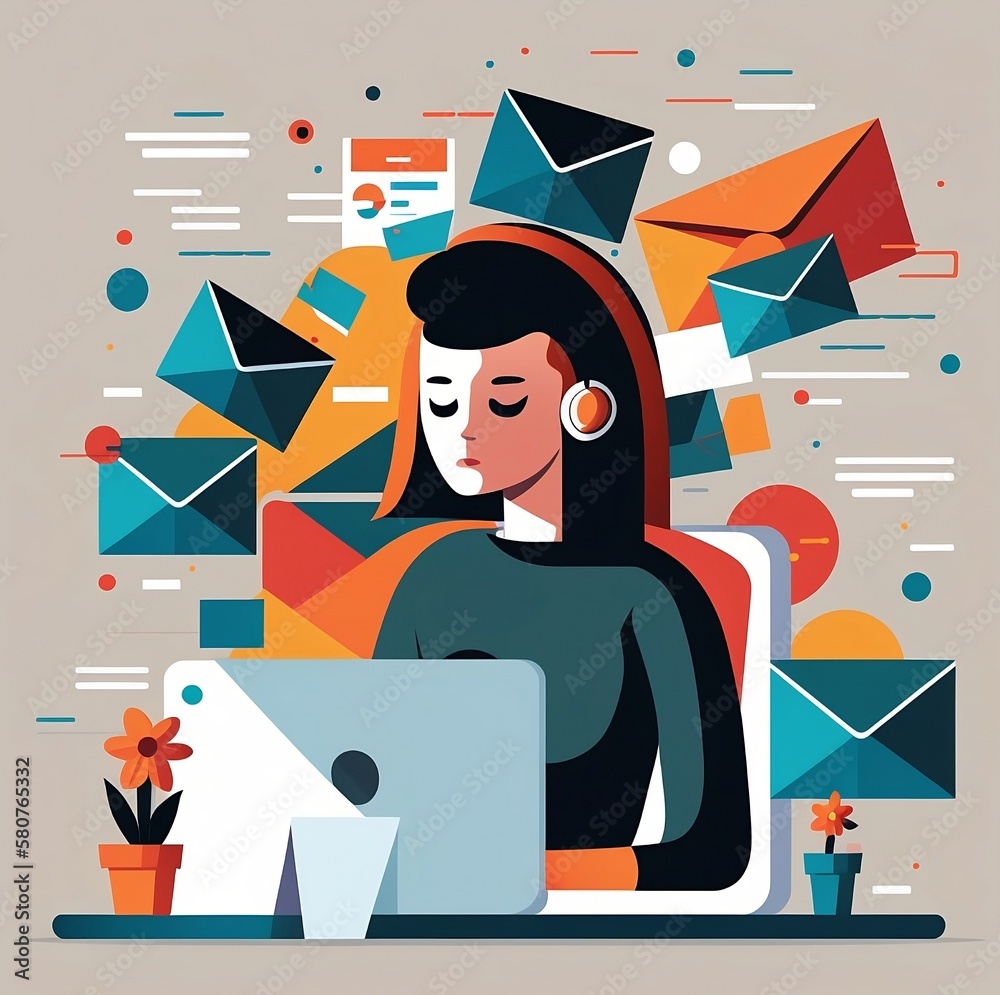 clipart illustration of woman working as an office assistant Stock ...