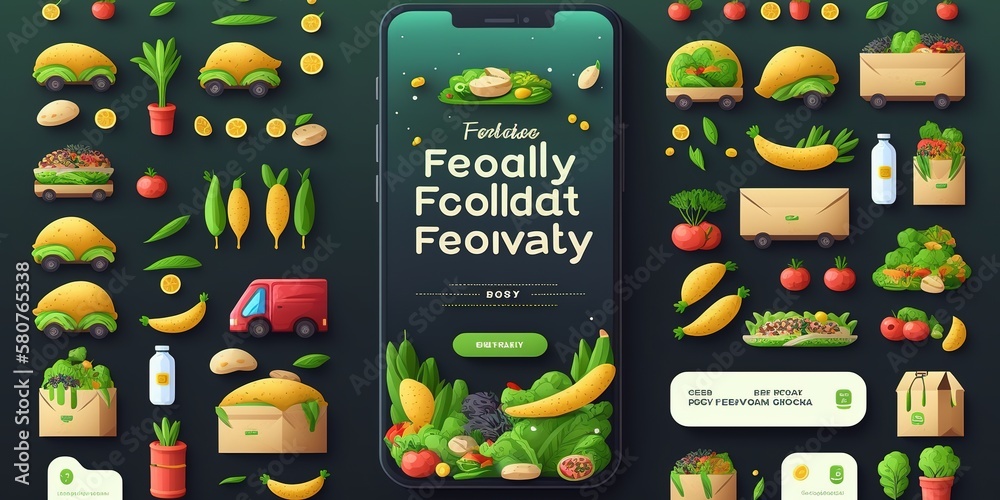 Food delivery mobile app kit template Material Design, UI, UX and GUI ...