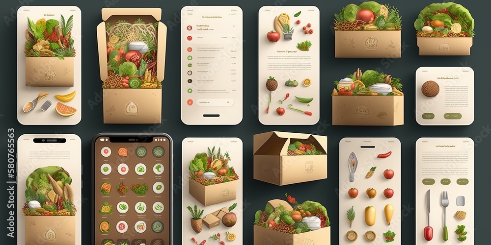 Food delivery mobile app kit template Material Design, UI, UX and GUI ...