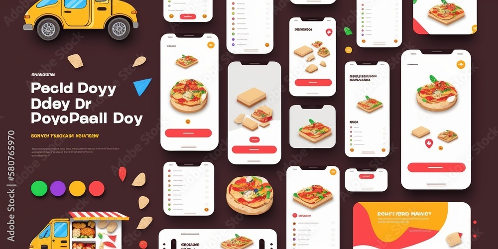 Food delivery mobile app kit template Material Design, UI, UX and GUI ...