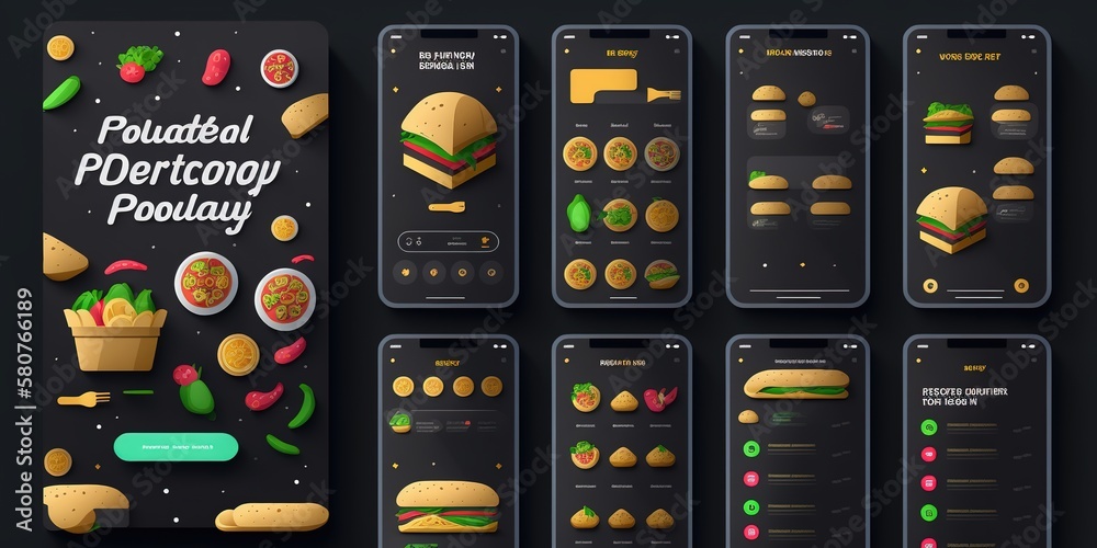 Food delivery mobile app kit template Material Design, UI, UX and GUI ...