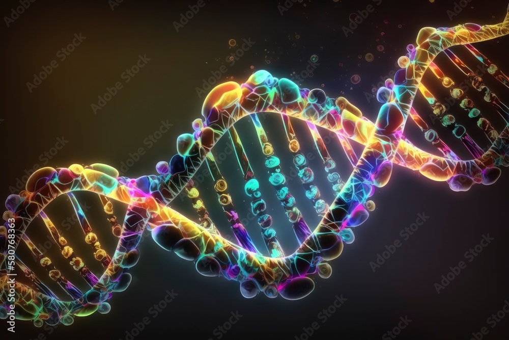 Dna. Human DNA structure. Human cell biology DNA strands molecular structure illustration ...
