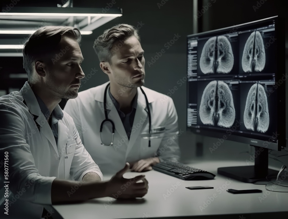 Doctors Interacting on Big Transparent Display Working with Patient ...