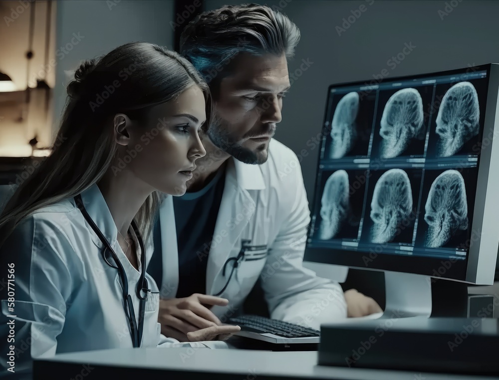 Doctors Interacting on Big Transparent Display Working with Patient ...