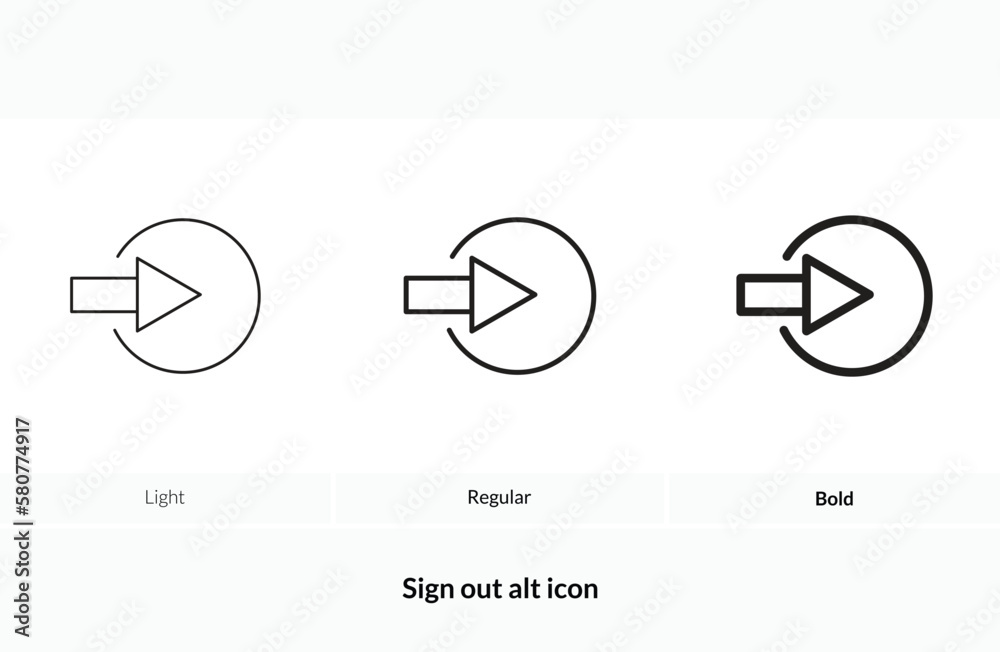 sign out alt icon. Light Regular And Bold style design isolated on ...