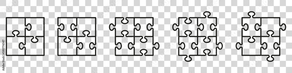 Puzzles grid - blank template.Game with details. Vector illustration ...
