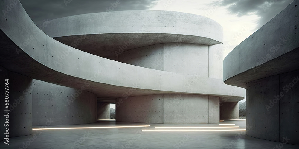 abstract concrete architecture modern building design, generative ai ...