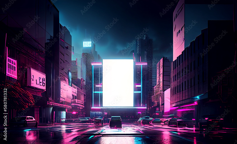 Neon future Illustration sketch of the futuristic city in the style of ...