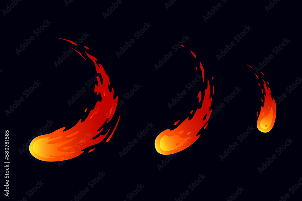 Vetor de Sprite sheet fire sword attack, fire red strike. Circle flame ...