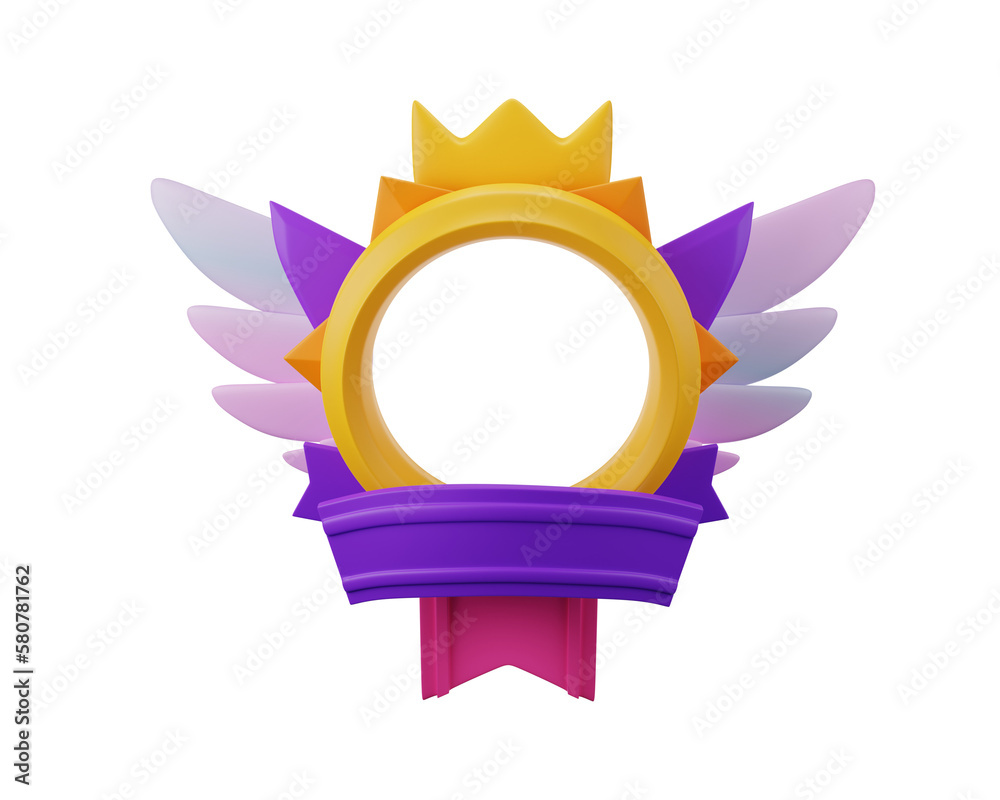 3D avatar frame, photo border cartoon render, game award fantasy badge ...