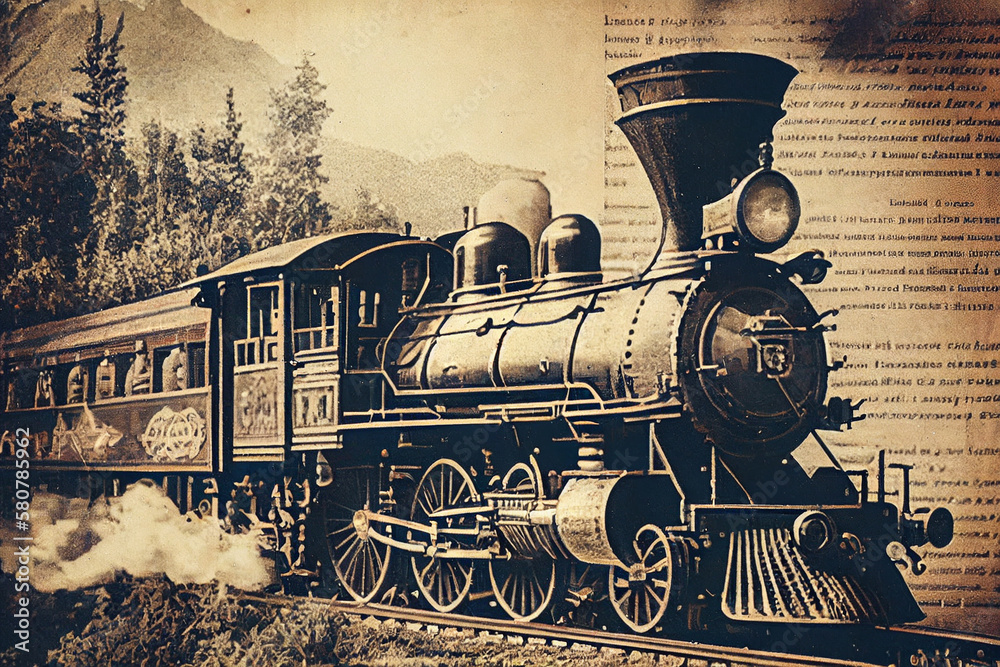 An image of an old-fashioned transportation vehicle, like a steam train ...