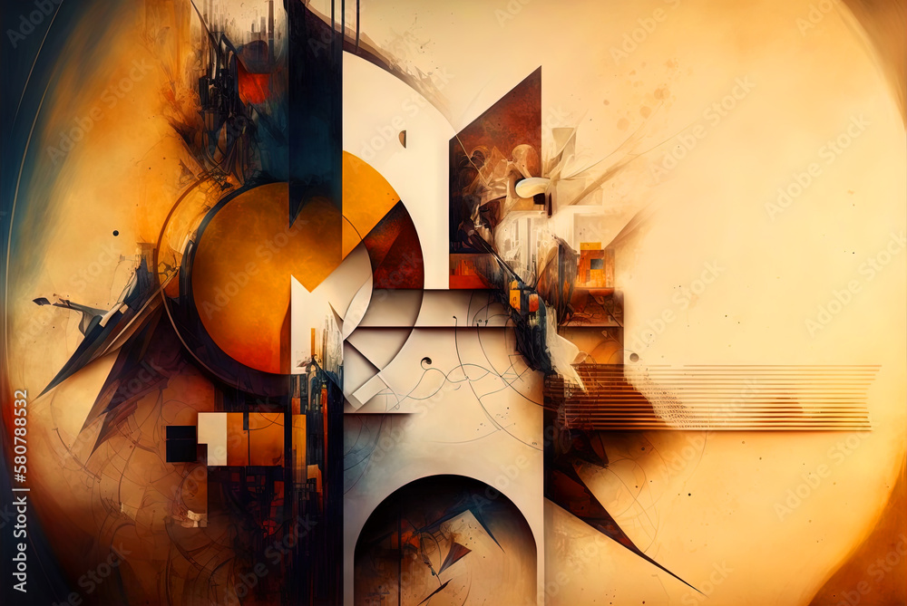 Abstract shapes retro composition in 20s avantrgarde or futurism style ...