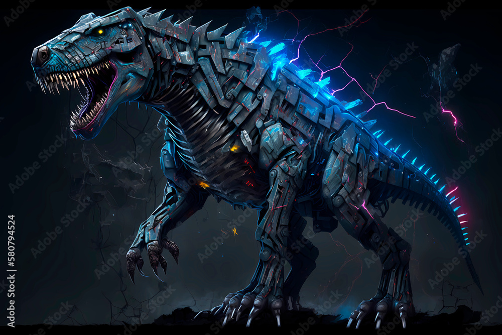 Technodinosaur. AI generation Stock Illustration | Adobe Stock