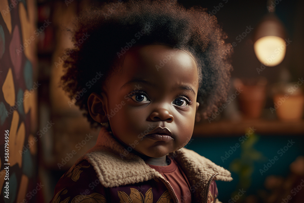 Beautiful Portrait of a Black Baby Created With Generative AI Stock ...