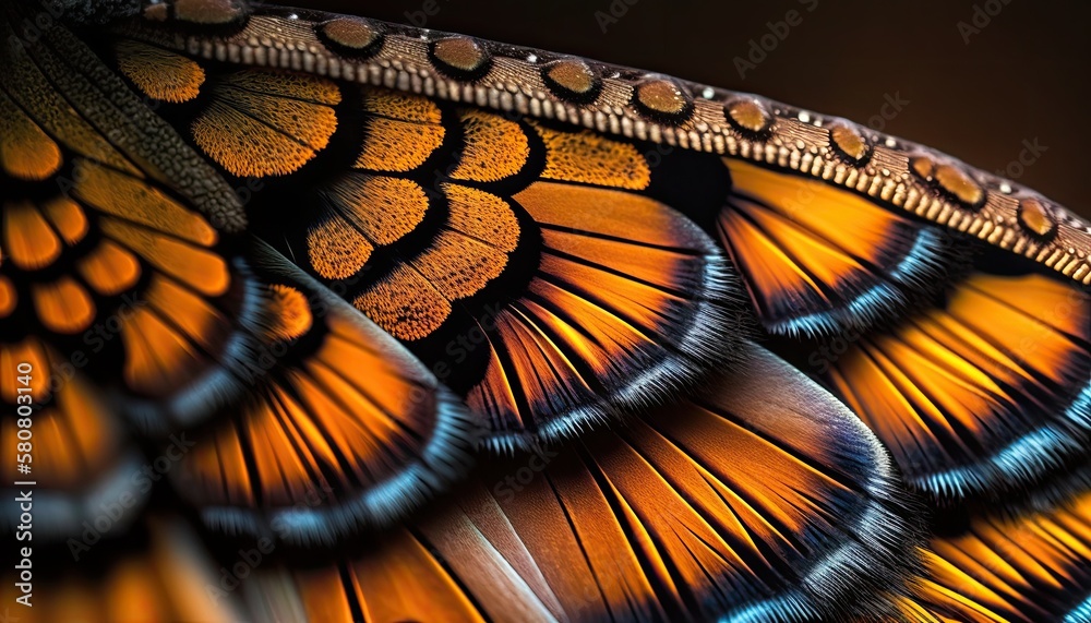 Butterfly Wing. Closeup butterfly wing orange, black, and gold ...