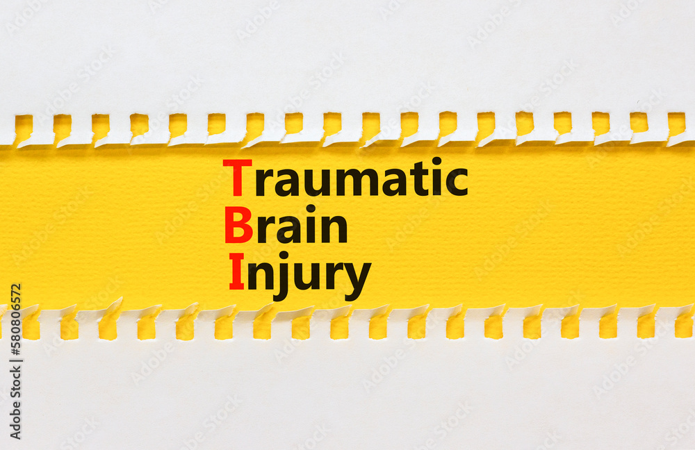 TBI traumatic brain injury symbol. Concept words TBI traumatic brain ...