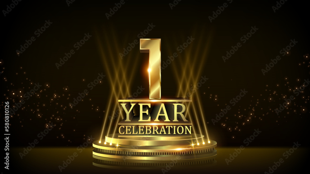 1 year Celebration Golden Jubilee Award Graphics Background ...