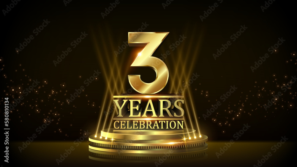 3 years Celebration Golden Jubilee Award Graphics Background ...