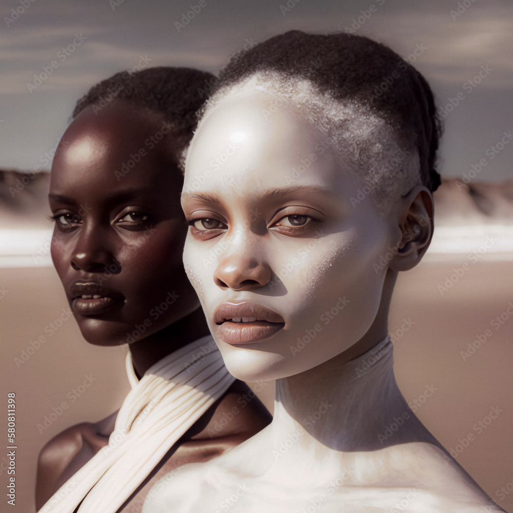 Generative AI illustration of young African American female model and ...