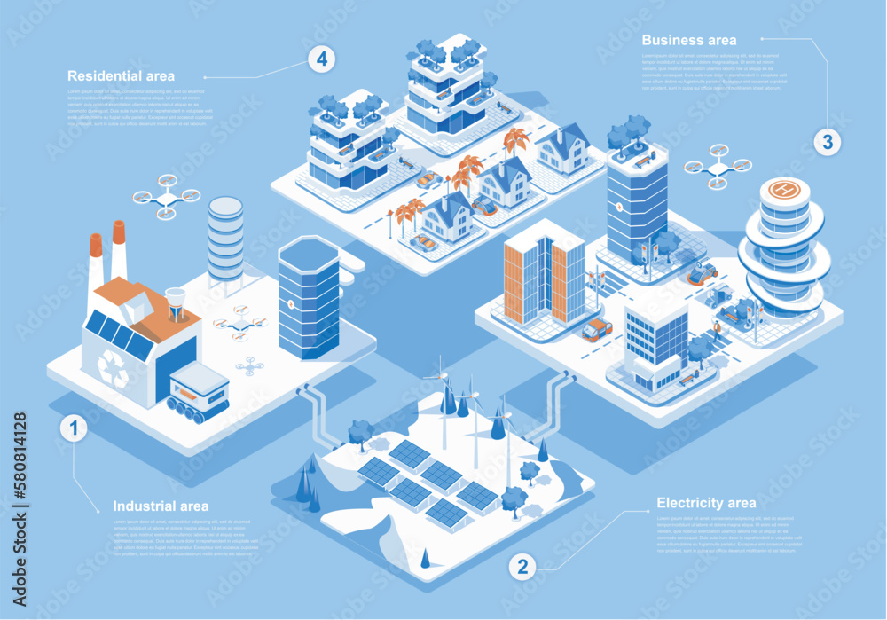 Smart city concept 3d isometric web people scene with infographic ...