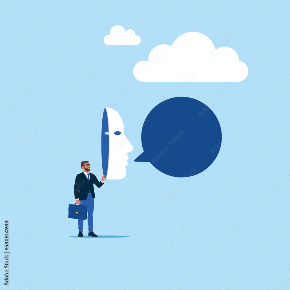 Lies, fraud or defraud your business. Dishonest businessman hides his ...