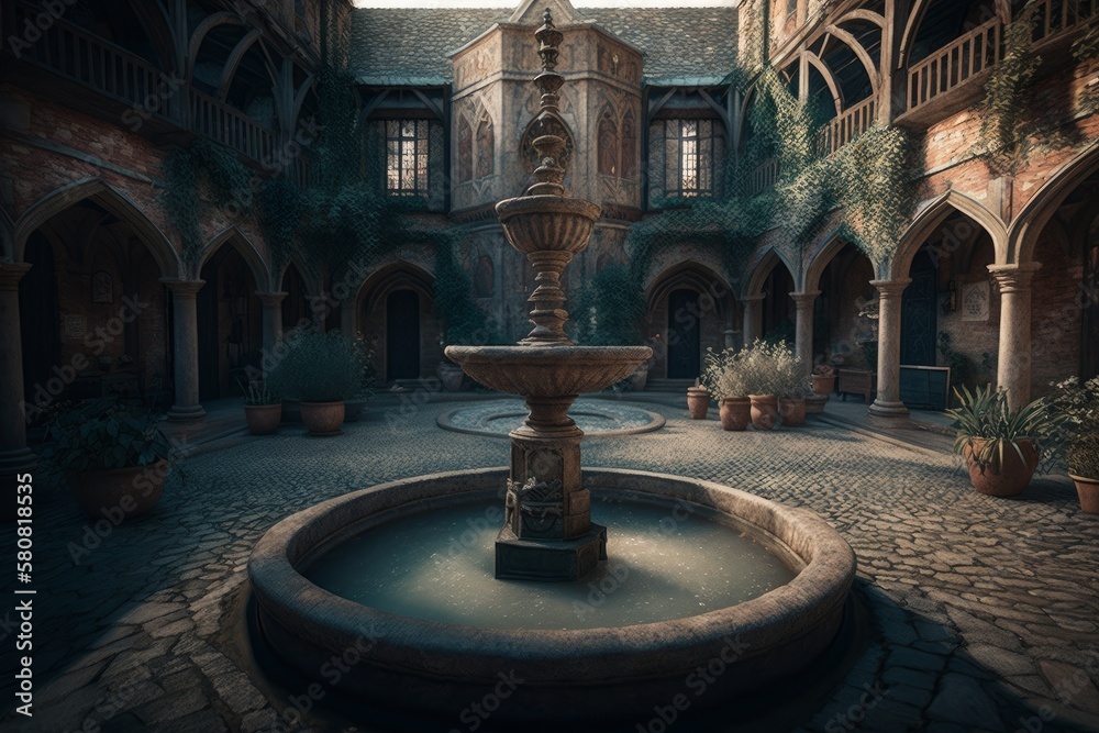 Medieval Courtyard Fountain: Epic Cinematic Composition with Unreal ...