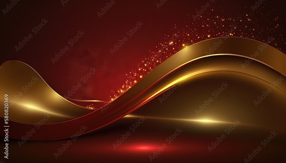 a shiny gold and red background with a wave of light coming out of the ...