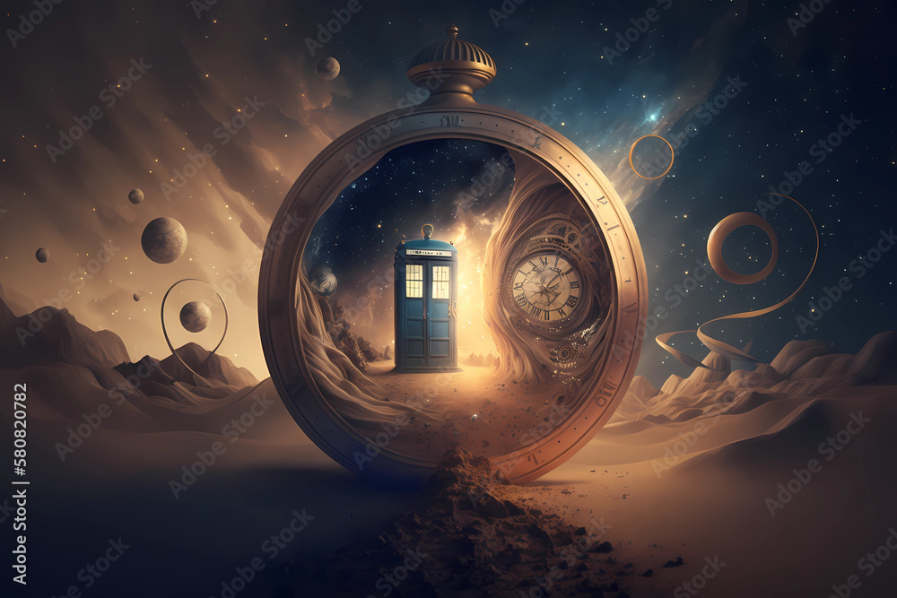 Portal to another dimension. Distorting space and time. physical ...