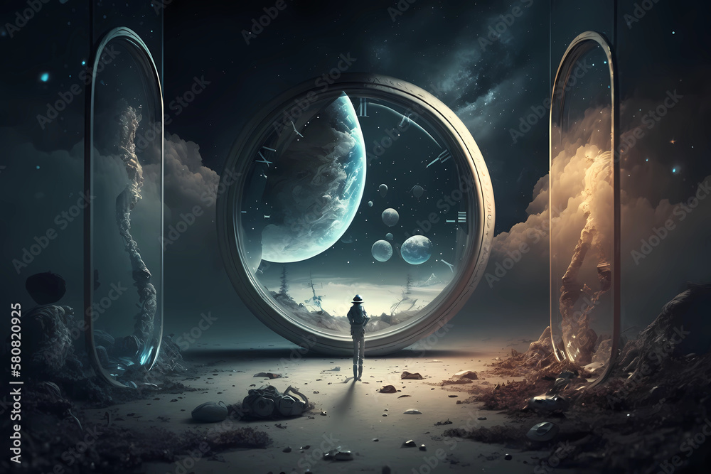 Portal to another dimension. Distorting space and time. physical ...